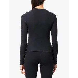 Bo+tee Regular-fit Long-sleeve Ribbed Stretch-woven Top