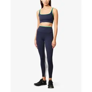 Splits59 Cait Rigor Stretch-jersey Sports Bra - Indigo/grass
