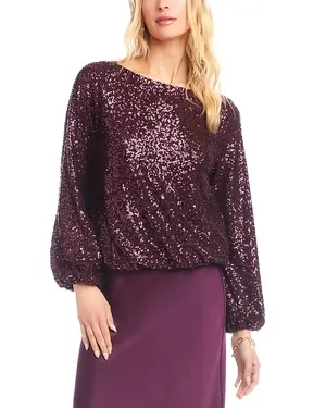 Karen Kane Sequin Boat Neck Top