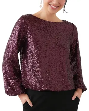 Karen Kane Sequin Boat Neck Top