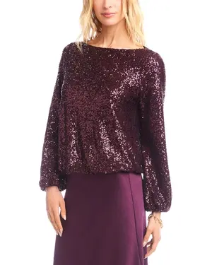 Karen Kane Sequin Boat Neck Top