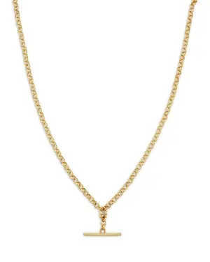 Zoe Chicco 14k Yellow Baguette Diamond Rolo Link Faux Toggle Lariat Necklace - Gold