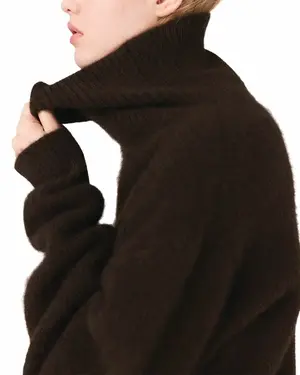 Maje Roll Neck Sweater - Dark Brown