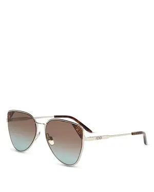 Fendi Signature Pilot Sunglasses, 57mm - Palladium/brown Aqua