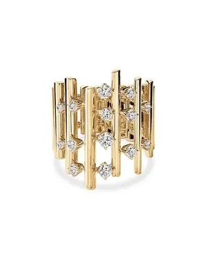 Hearts On Fire 18k Yellow Diamond Multirow Statement Ring - Gold