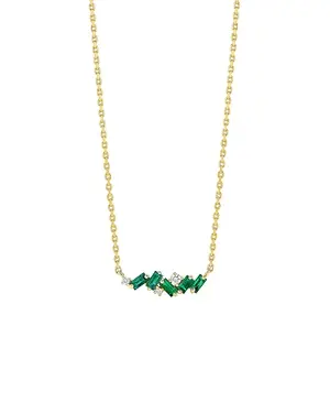 SUZANNE KALAN Emerald And Diamond Bar Necklace - Gold
