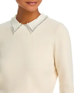 French Connection Avea Embellished Collar Knit Sweater
