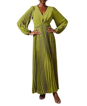 Coast Pleated Wrap-front Dress