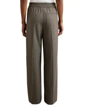 REISS Tarley Side Stripe Check Trousers - Neutral Check