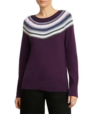 HOBBS LONDON Fair Isle Pullover Jumper - Vibrant Plum