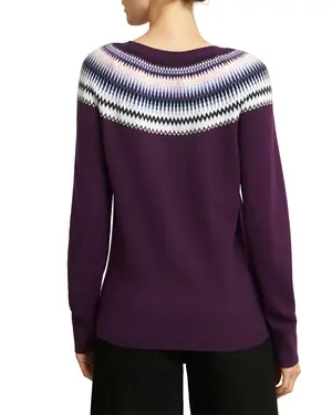 HOBBS LONDON Fair Isle Pullover Jumper - Vibrant Plum