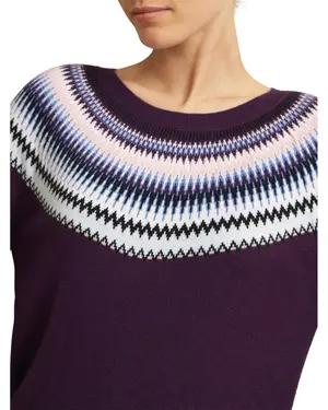 HOBBS LONDON Fair Isle Pullover Jumper - Vibrant Plum
