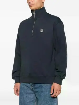 Maison Kitsuné Fox-head Half-zip Sweatshirt - Blue