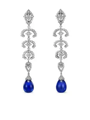 ANABELA CHAN 14k White Gold, Sapphire, And Diamond Drop Earrings - Blue