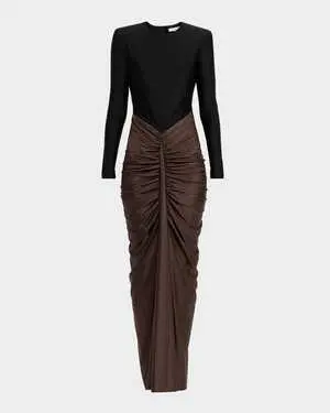 ET OCHS Tate Draped Two-tone Column Gown