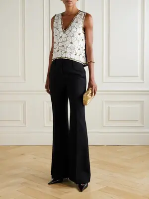 La DoubleJ Embellished Chiffon Scala Blouse
