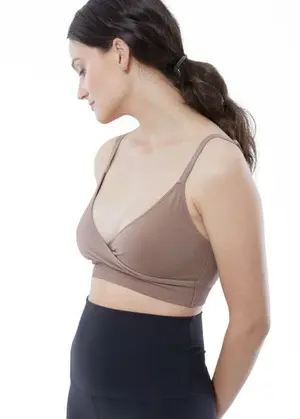 INGRID & ISABEL Cooling Crossover Nursing Bra - Deep Taupe