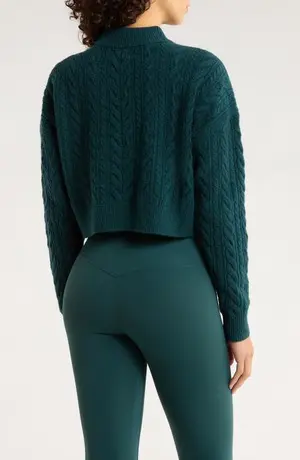 MPG Cable Knit Crop Sweater - Ponderosa Pine