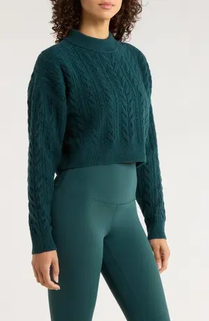 MPG Cable Knit Crop Sweater - Ponderosa Pine