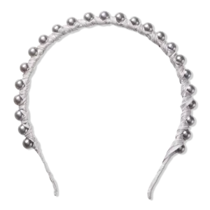 SCUNCI Wrapped Pearl Headband - Grey