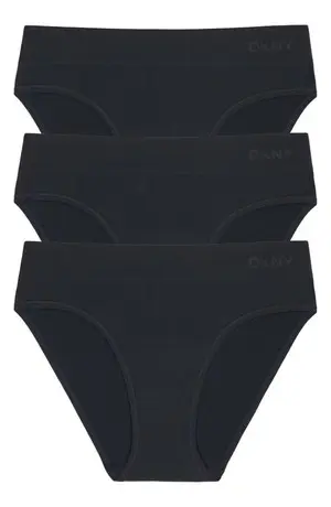 Dkny Litewear 3-pack High Leg Seamless Briefs - Black