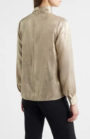 Elie Tahari Jaden Metallic Silk-blend Top