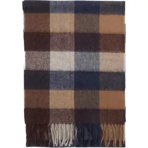 Barbour Tattersall Check Lambswool Fringe Scarf - Midnight Oak