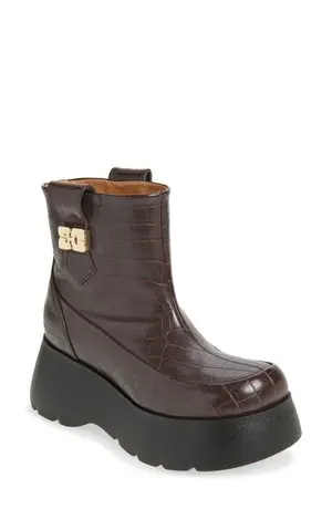 GANNI Kat Platform Bootie - Chocolate Fondant