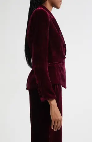 L'Agence Marie Double-breasted Velvet Blazer