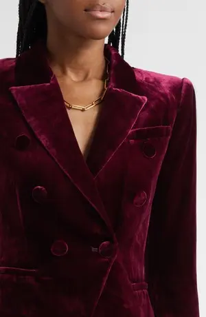 L'Agence Marie Double-breasted Velvet Blazer