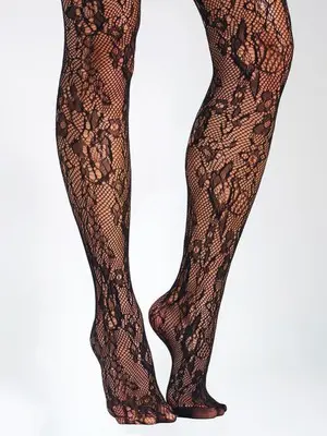 MISS CIRCLE Lace Floral Print Tights