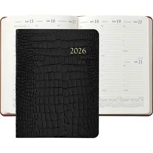 GRAPHIC IMAGE 2026 Leather Desk Diary - Black Pattern