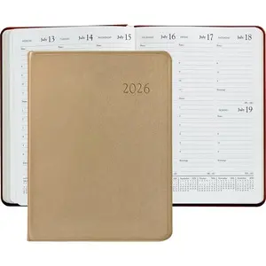 GRAPHIC IMAGE 2026 Leather Desk Diary - White Gold