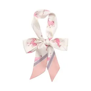LOST PATTERN Antelope" Silk Skinny Scarf - Pink