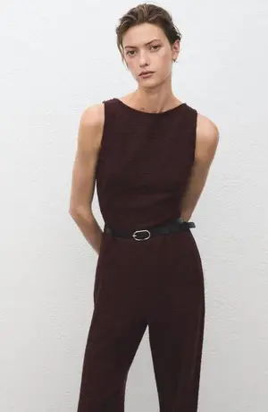 Mango Belted Sleeveless Jumpsuit