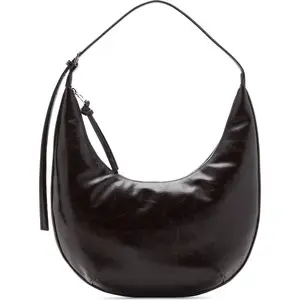Mango Faux Leather Oval Shoulder Bag - Chocolate
