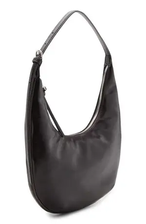Mango Faux Leather Oval Shoulder Bag - Chocolate