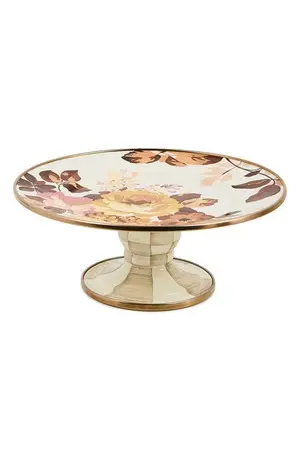 MACKENZIE-CHILDS Wild Rose Mini Pedestal Platter - White