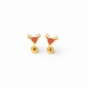 PIP POP Reindeer Stud Earrings - Brown