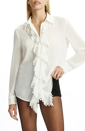 Bardot Jolanda Ruffle Front Button-up Shirt