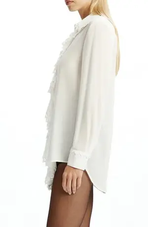 Bardot Jolanda Ruffle Front Button-up Shirt