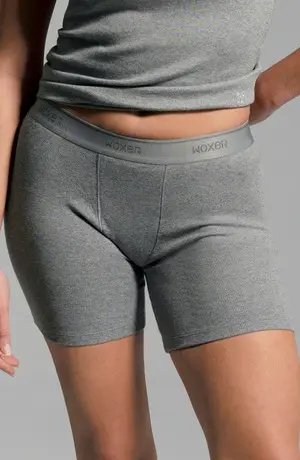 WOXER Baller Pima Cotton Blend Rib Boxer Briefs - Heather Grey
