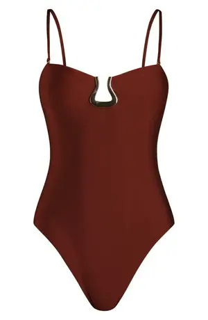 SUNSHINE 79 Solid Strapless One-piece Swimsuit - Mahogany