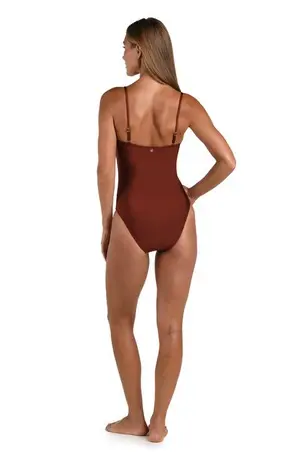 SUNSHINE 79 Solid Strapless One-piece Swimsuit - Mahogany