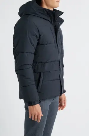 SAVE THE DUCK Alter Waterproof Hooded Puffer Jacket - Blue Black