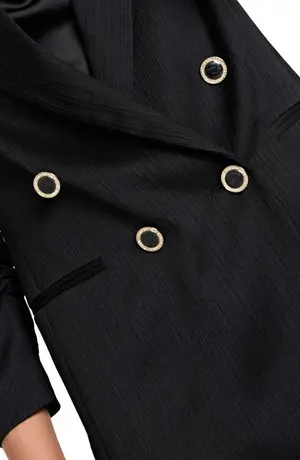 TAHARI ASL Double-breasted Crinkle Satin Blazer
