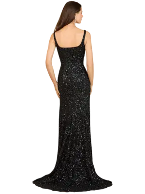 LARA NEW YORK Beaded Sweetheart Gown With Slit - Black
