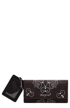 Desigual Studded Faux Leather Wallet - Dark Brown