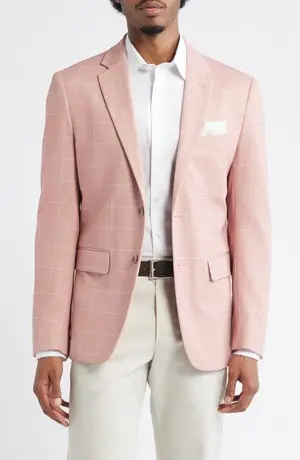 DANIEL HECHTER Windowpane Check Knit Sport Coat - Pink