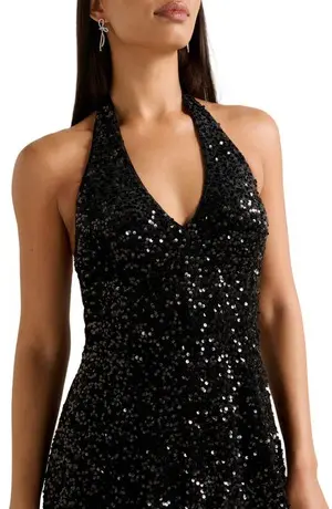 EVER NEW Riley Sequin Halter Mini Dress